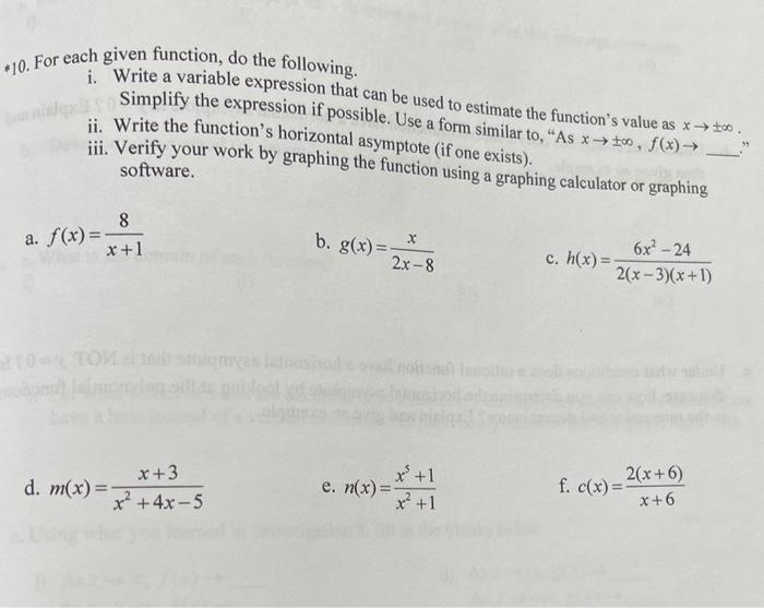 Solved *10. For each given function, do the following. i. | Chegg.com