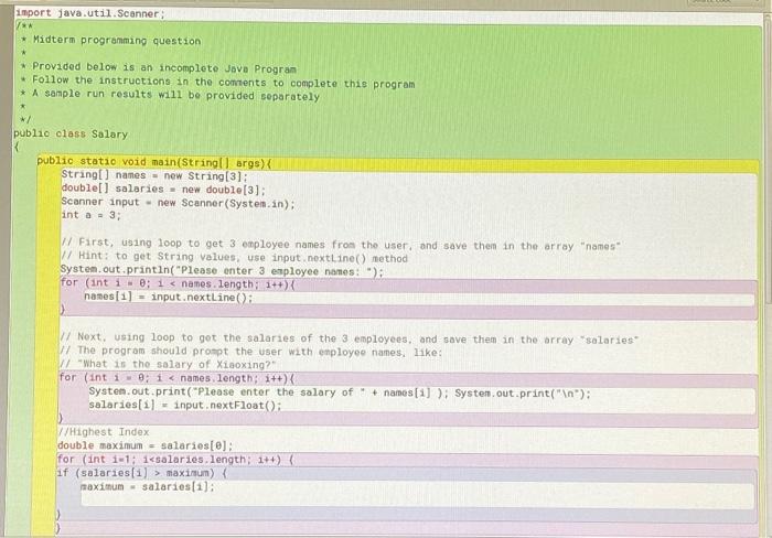 Solved import java.util.Scanner; V* * Midterm programming | Chegg.com