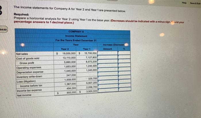 Solved The income statements for Company A for Year 2 and | Chegg.com