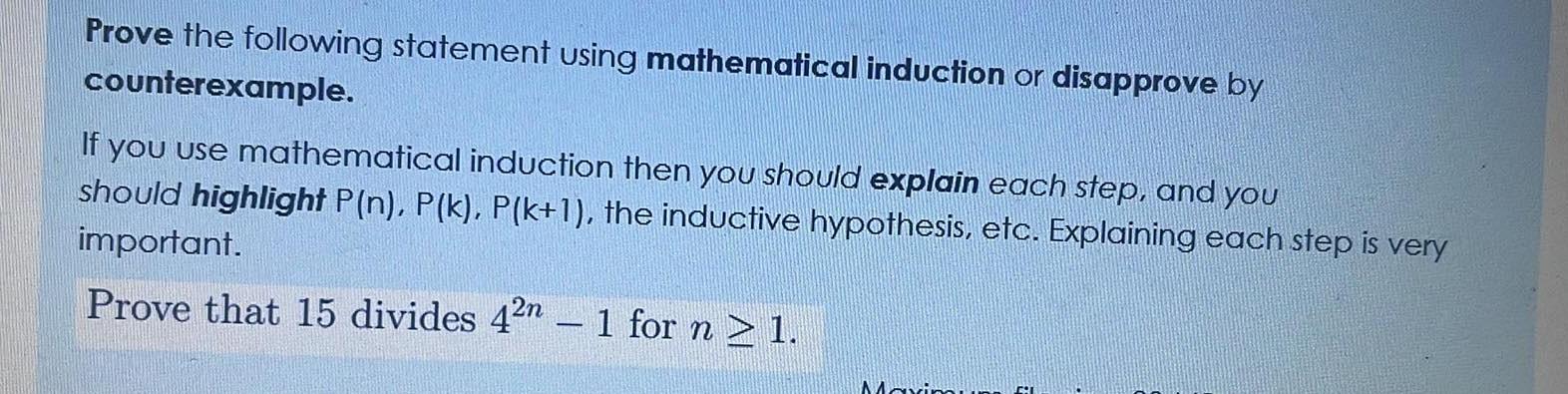 Solved Prove the following statement using mathematical | Chegg.com Solved Prove the following statement using mathematical | Chegg.com