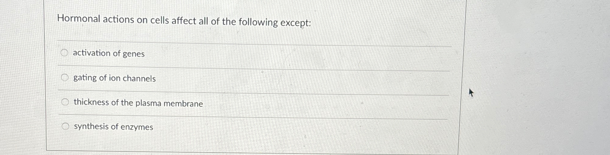 Solved Hormonal actions on cells affect all of the following | Chegg.com