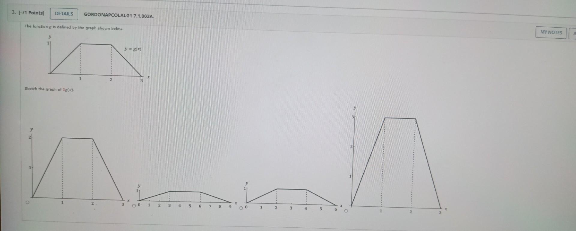 Solved The function g is defined by the graph shown below. | Chegg.com