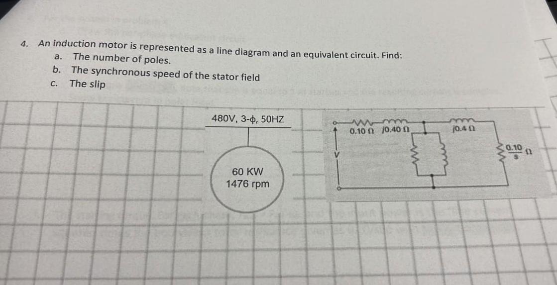 Solved 4. An induction motor is represented as a line | Chegg.com