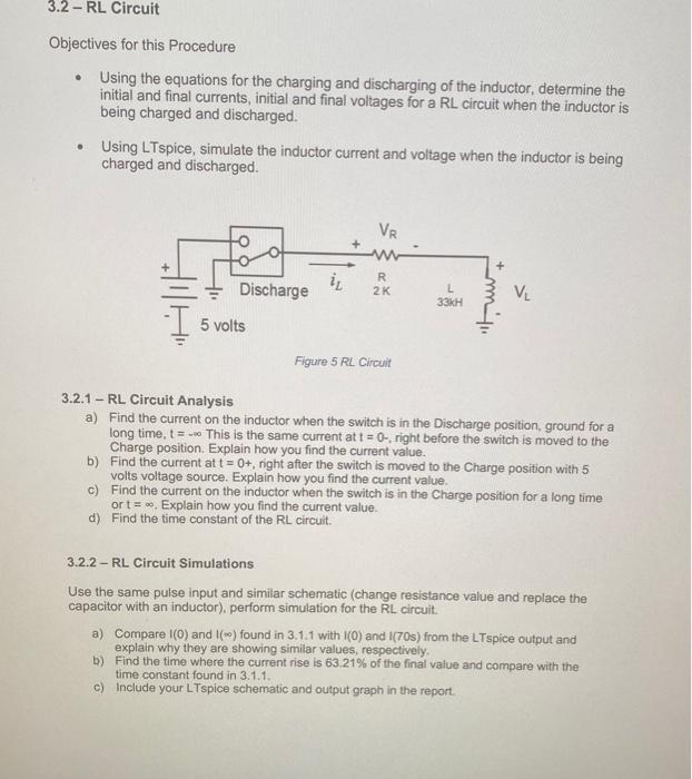 Solved 3.2 - RL Circuit Objectives for this procedure • | Chegg.com