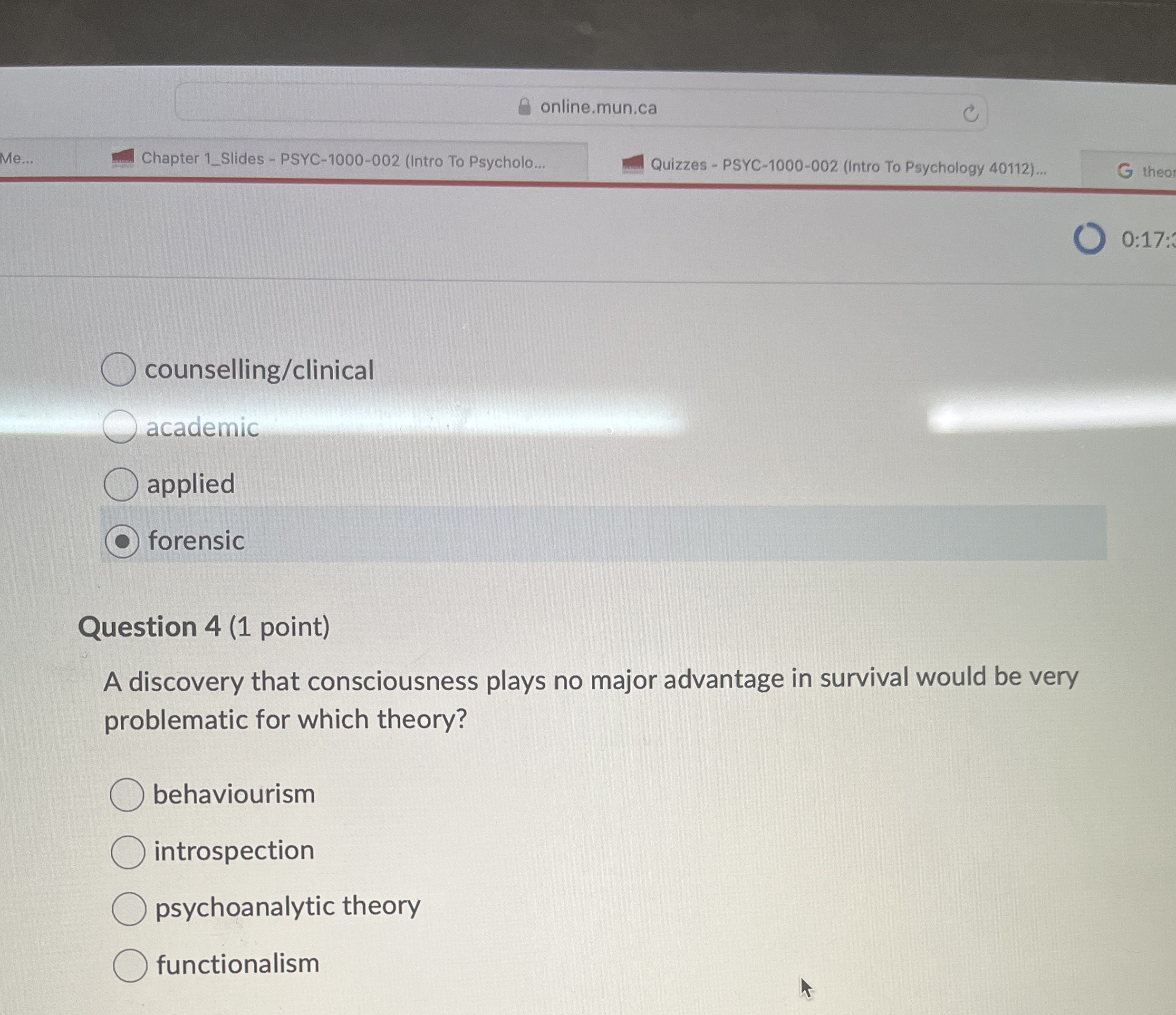 Solved counselling/clinicalacademicappliedforensicQuestion | Chegg.com