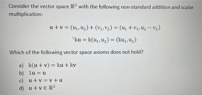 Solved Consider the vector space R2 with the following | Chegg.com