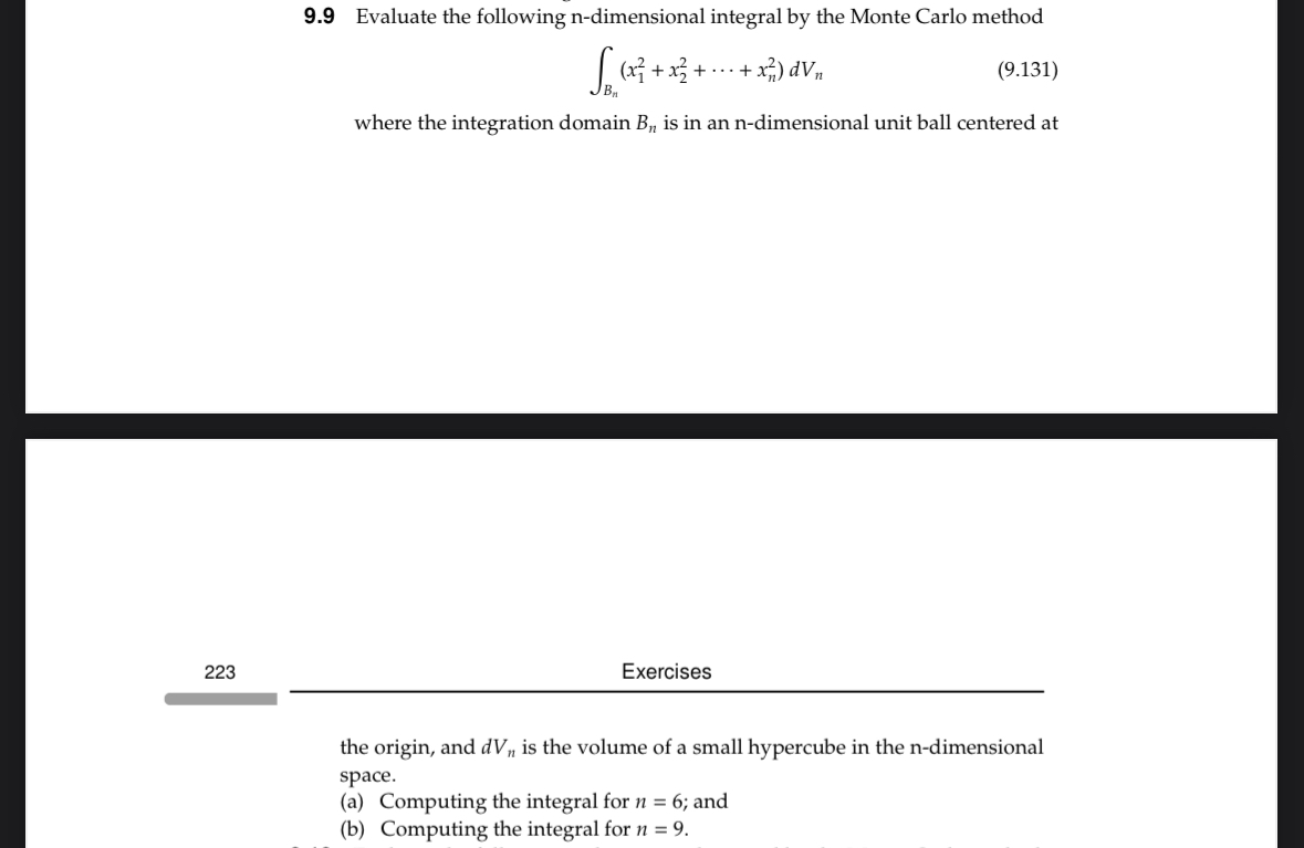 Solved 9.9 ﻿Evaluate the following n-dimensional integral by | Chegg.com