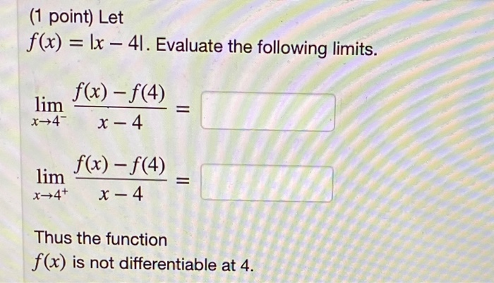 Solved 1 Point Let F X X 41 Evaluate The Following