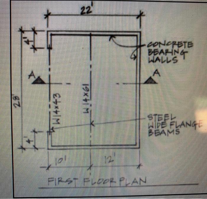 Solved Question 1 The floor dead load is 14 psf (not | Chegg.com