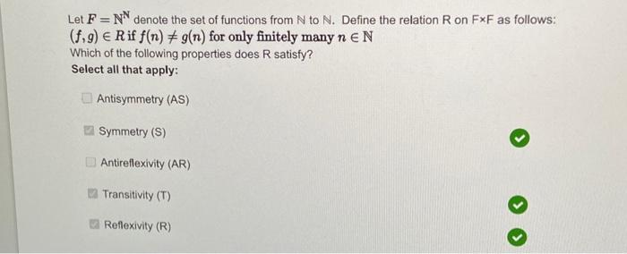 Solved Let F= NN denote the set of functions from N to N. | Chegg.com