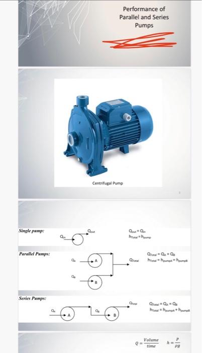 Solved Performance of Parallel and Series Pumps Centrifugal | Chegg.com