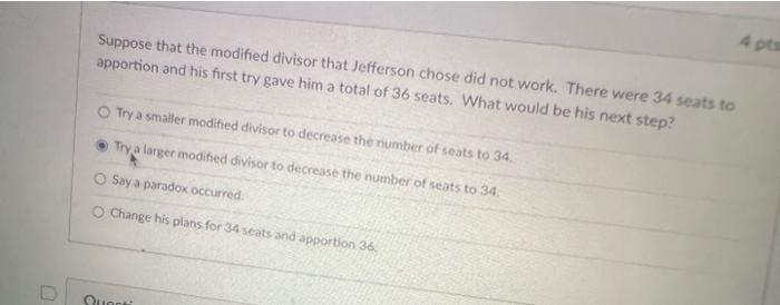 Solved Suppose that the modified divisor that Jefferson | Chegg.com