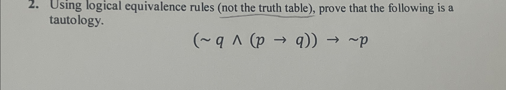 Solved Using Logical Equivalence Rules Not The Truth 