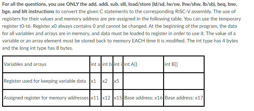 Solved For all the questions, you use ONLY the add, addi, | Chegg.com