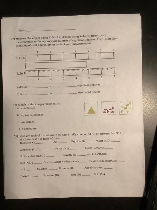 Solved Name: 17) Measure the object using Ruler A and then | Chegg.com