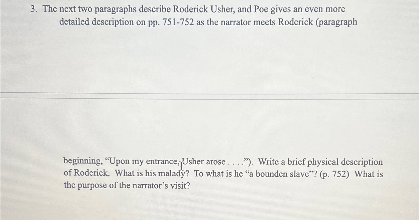 Solved The next two paragraphs describe Roderick Usher, and | Chegg.com