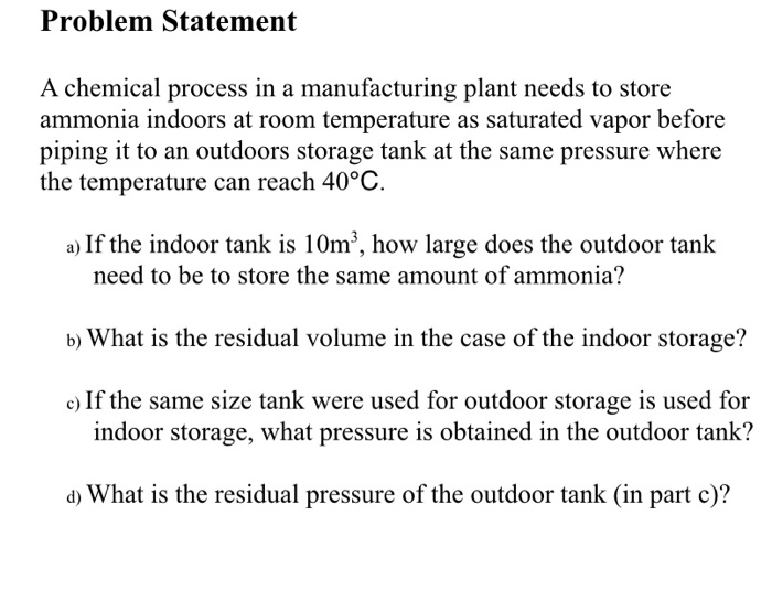 Solved Problem Statement A chemical process in a | Chegg.com
