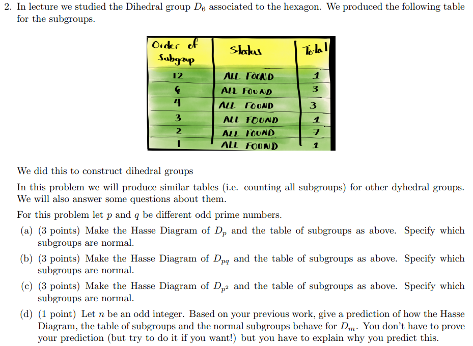 Solved In lecture we studied the Dihedral group D6 | Chegg.com