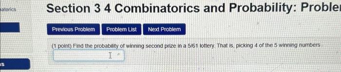 Solved Section 34 Combinatorics and Probability: Proble ( 1 | Chegg.com