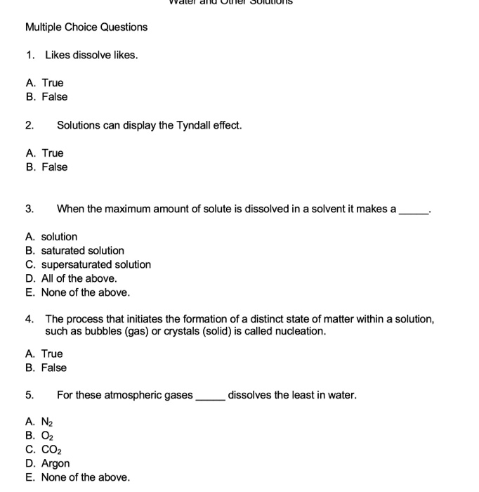 Solved Multiple Choice Questions 1. Likes dissolve likes. A. | Chegg.com