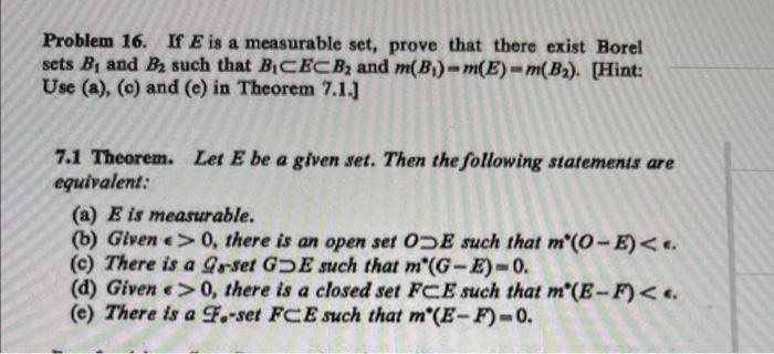 Problem 16. If E is a measurable set, prove that | Chegg.com