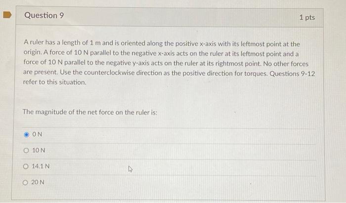 Solved A ruler has a length of 1 m and is oriented along the | Chegg.com