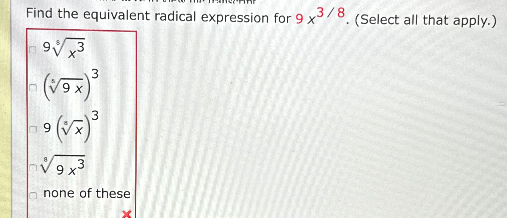 Solved Find the equivalent radical expression for | Chegg.com