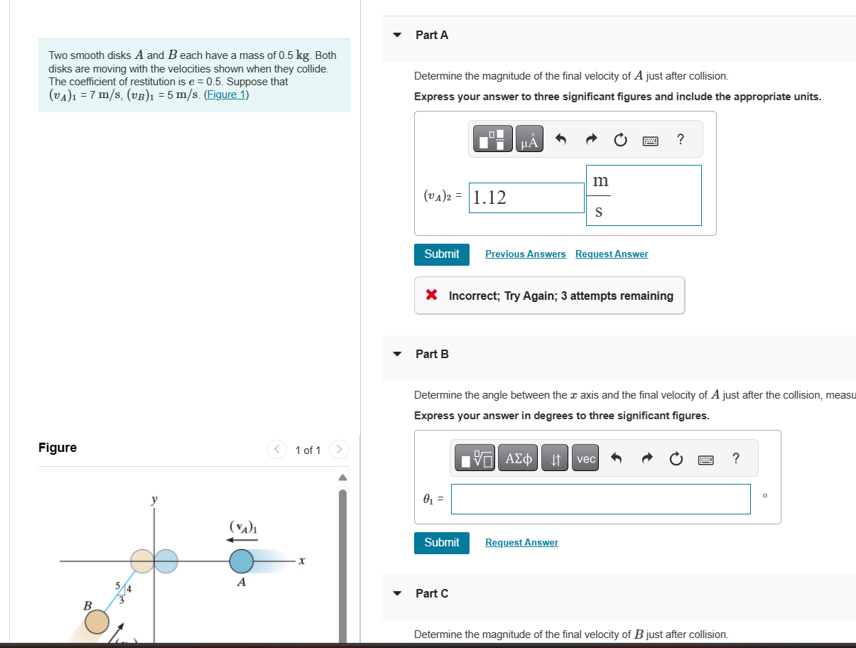 Solved Two smooth disks A and B ﻿each have a mass of 0.5kg. | Chegg.com