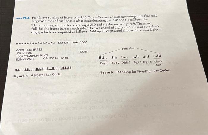 Solved II. Use bar code to denote the ZIP code (50 pts) In | Chegg.com