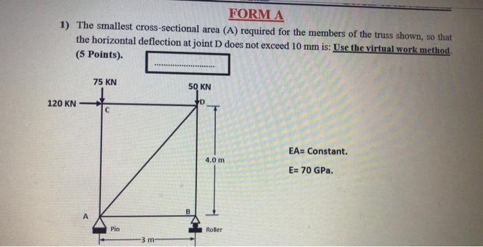 Solved FORMA 1) The smallest cross-sectional area (A) | Chegg.com