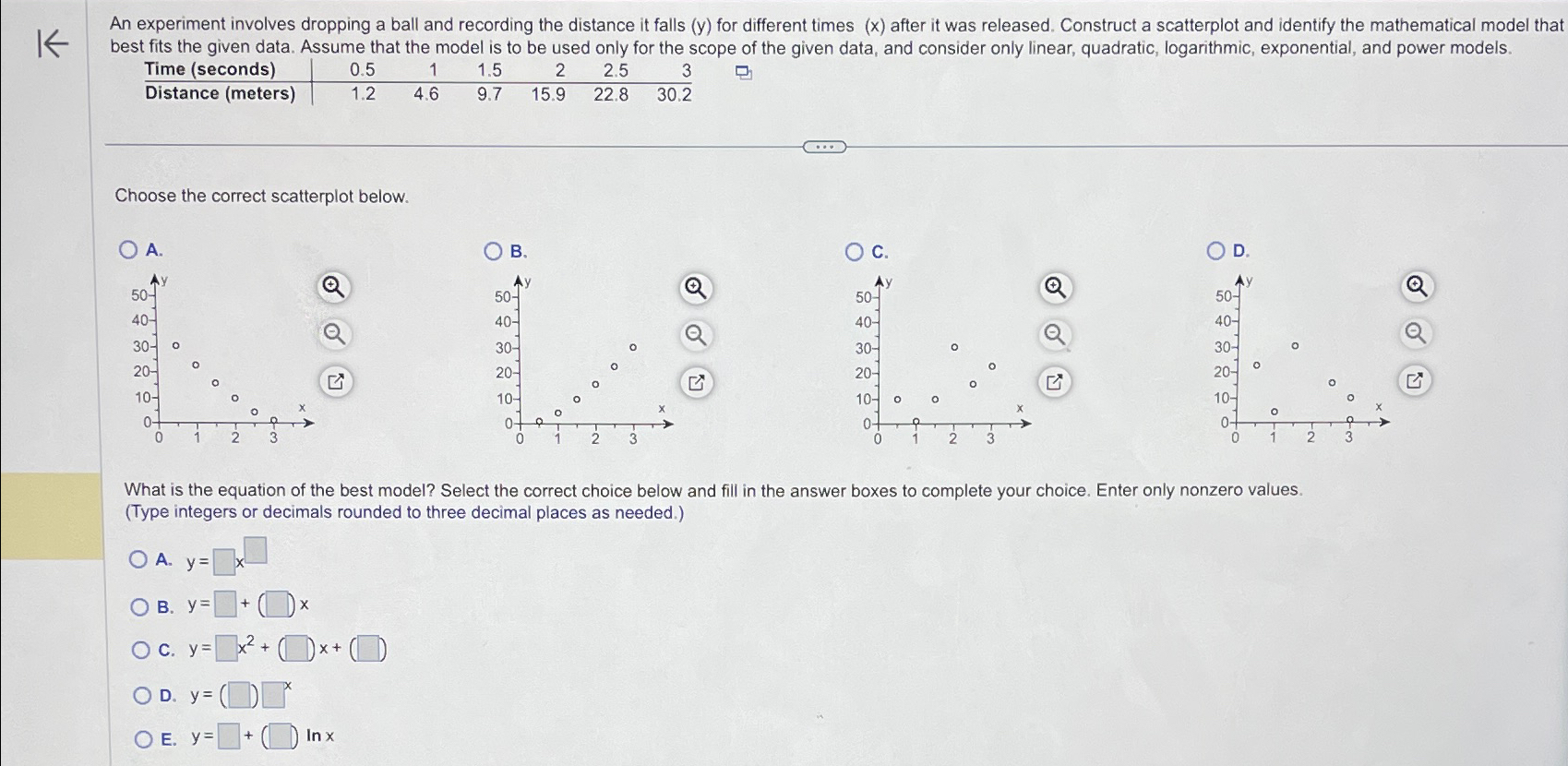 Solved An experiment involves dropping a ball and recording | Chegg.com