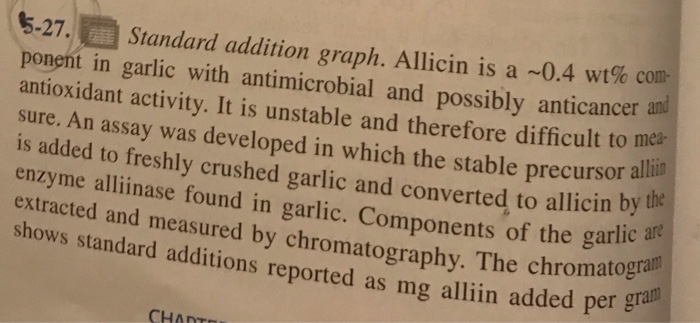 Solved 5-27. Standard addition graph. Allicin is a ~0.4 wt% | Chegg.com