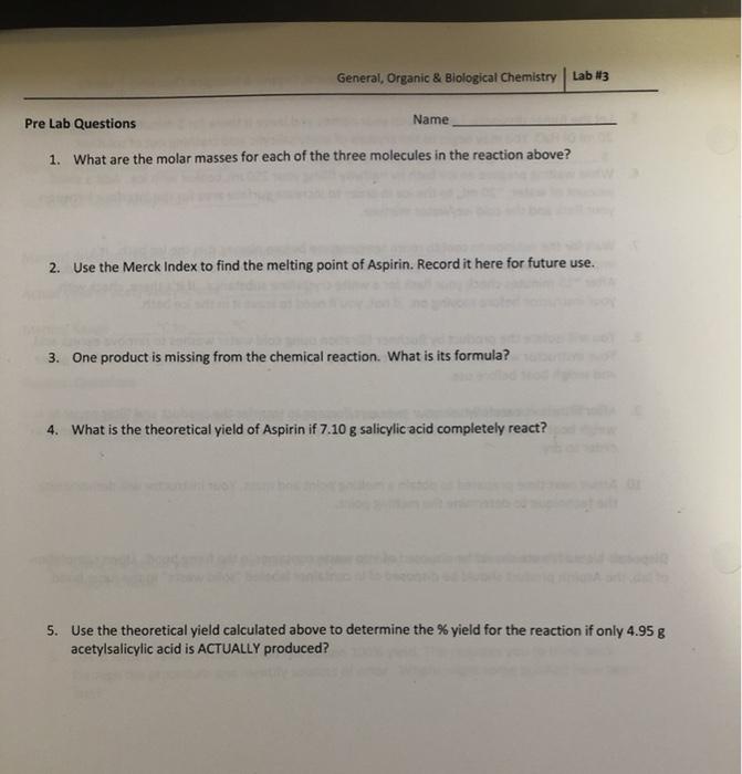 Solved General, Organic & Biological Chemistry Lab #3 Pre | Chegg.com