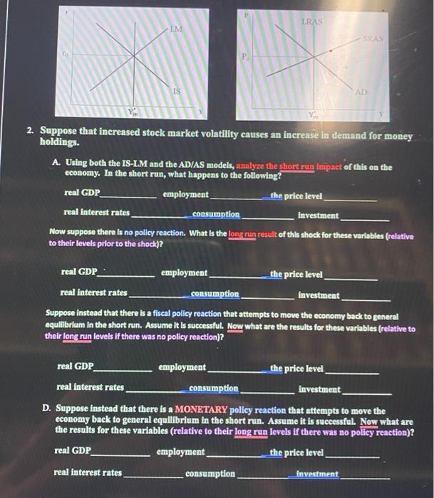 Solved Suppose the stock market crashes big time, reducing | Chegg.com