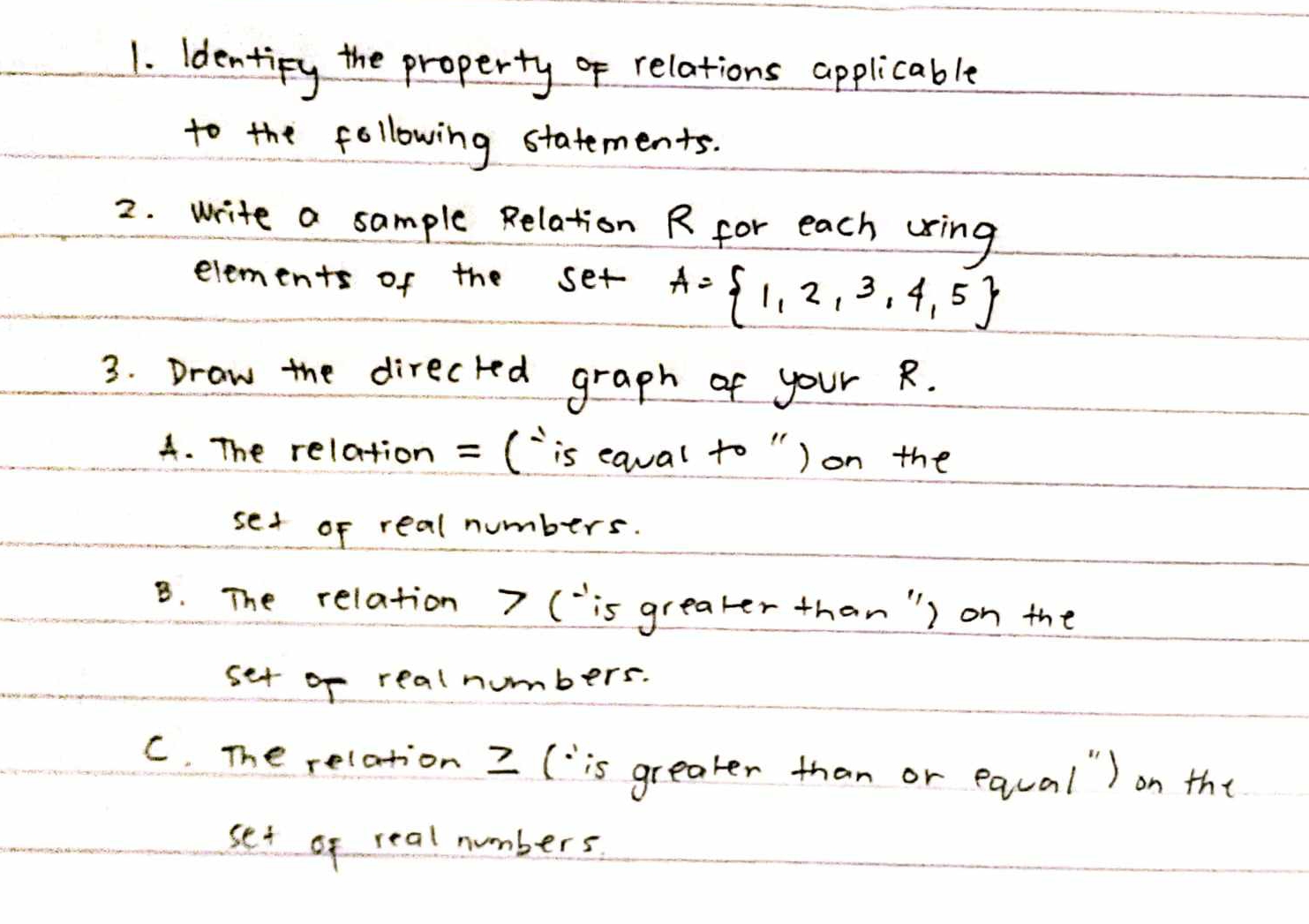 Solved Identify the property of relations applicable to the | Chegg.com