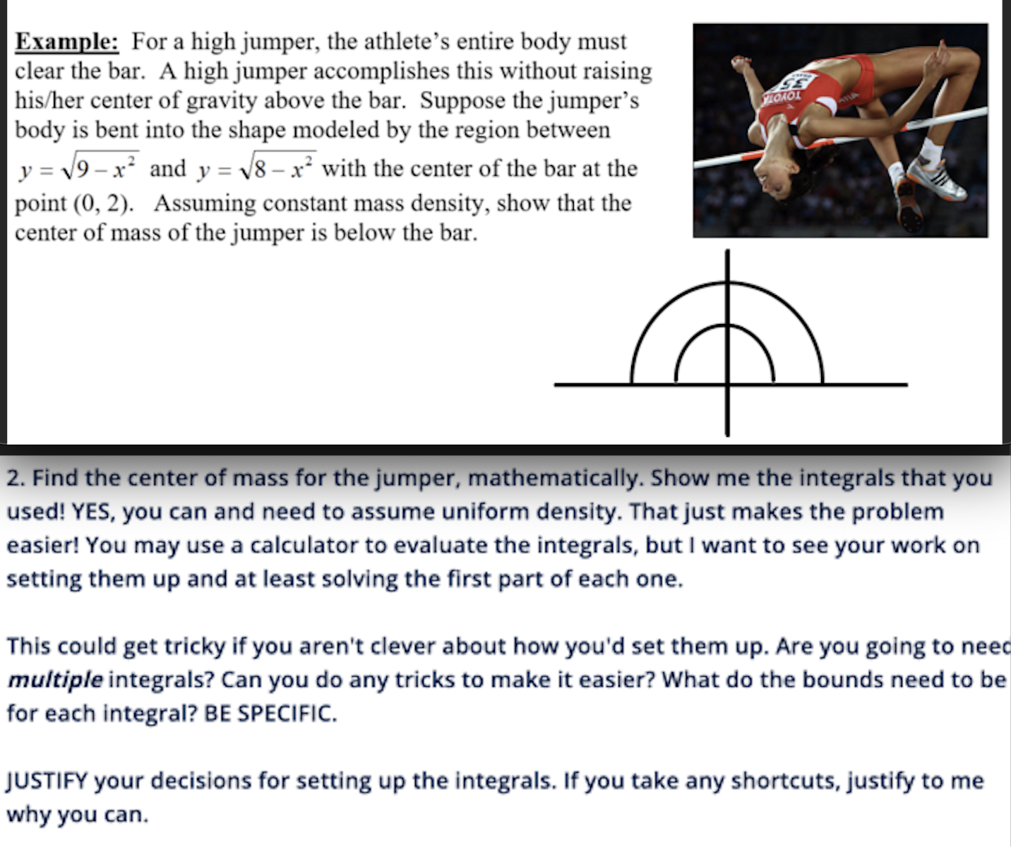 Example: For a high jumper, the athlete's entire body | Chegg.com