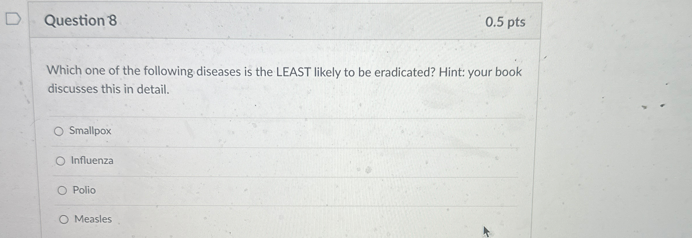 Solved Question 80.5 ﻿ptsWhich one of the following diseases | Chegg.com