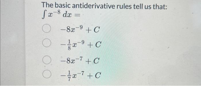 Solved The basic antiderivative rules tell us that: | Chegg.com
