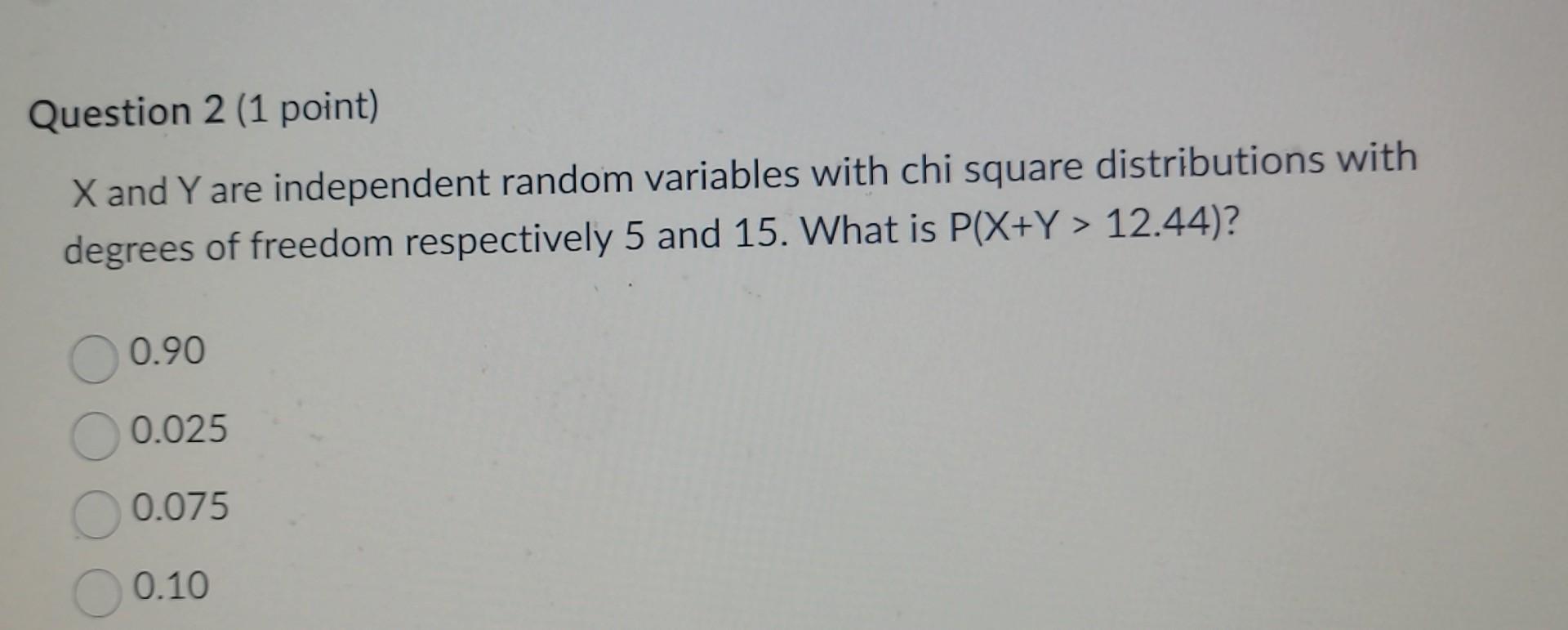 Solved X and Y are independent random variables with chi | Chegg.com