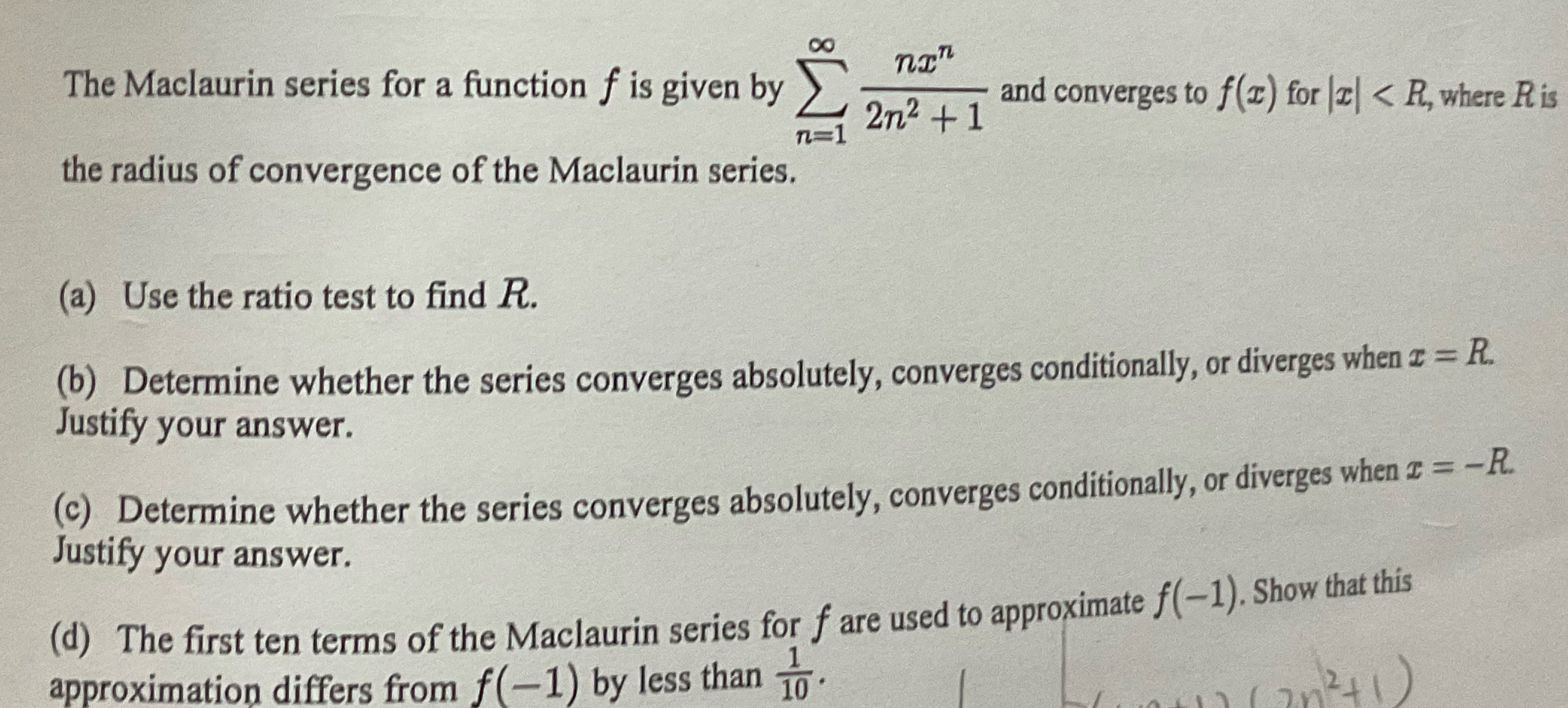 Solved The Maclaurin series for a function f ﻿is given by | Chegg.com