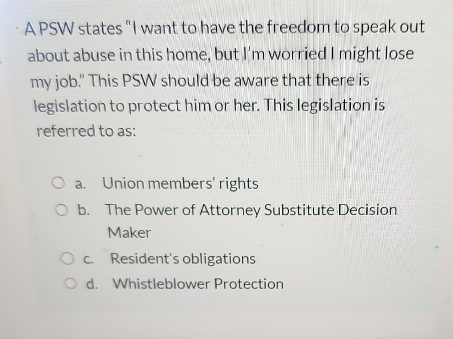 Solved APSW states "I want to have the freedom to speak out | Chegg.com