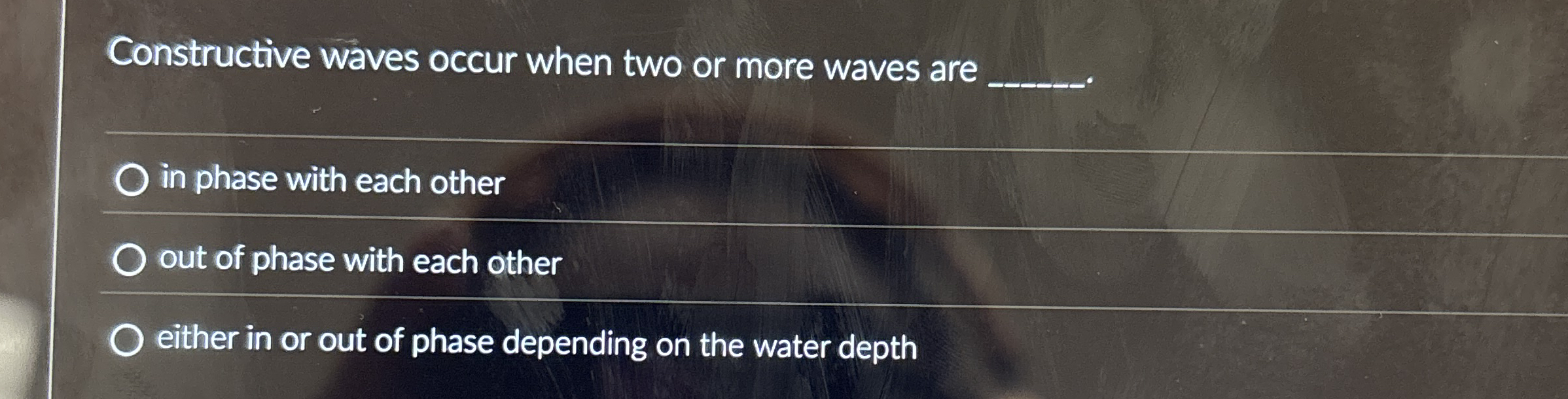 Solved Constructive waves occur when two or more waves arein | Chegg.com