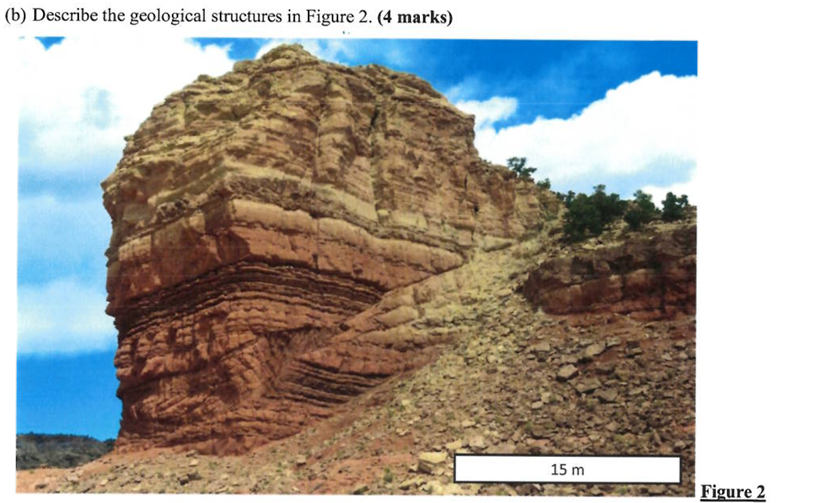 Solved (b) ﻿Describe the geological structures in Figure | Chegg.com