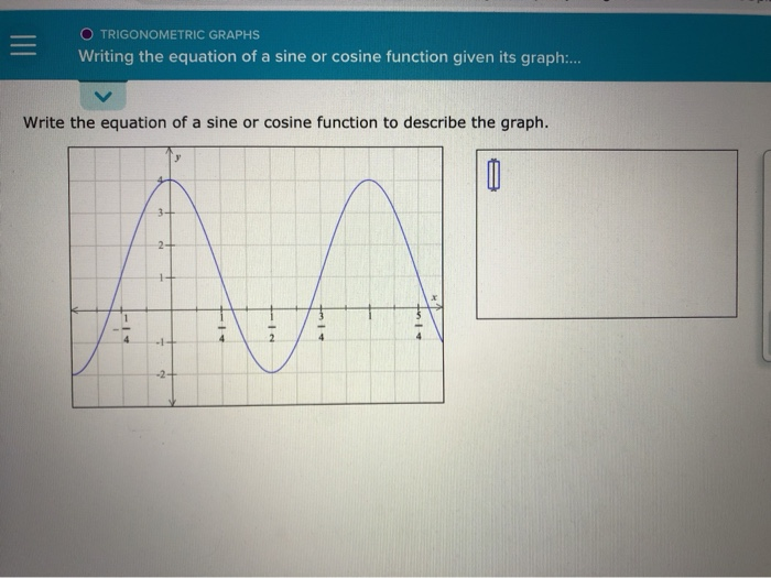Solved O TRIGONOMETRIC GRAPHS Writing the equation of a sine | Chegg.com