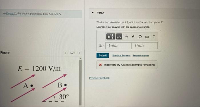 Solved In (igute 1), the electic potential at point A 5−500 | Chegg.com