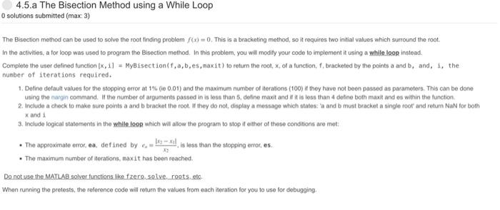 Solved The Bisection method can be used lo solve the root | Chegg.com
