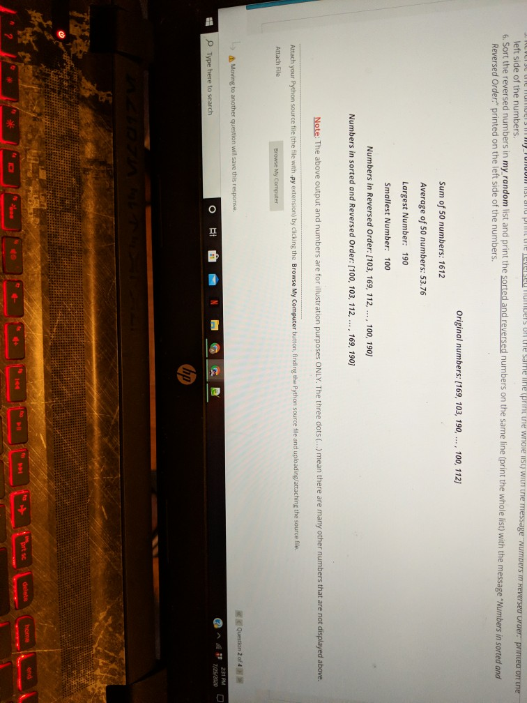 Solved Write a Python program to do the following: 1. Create | Chegg.com