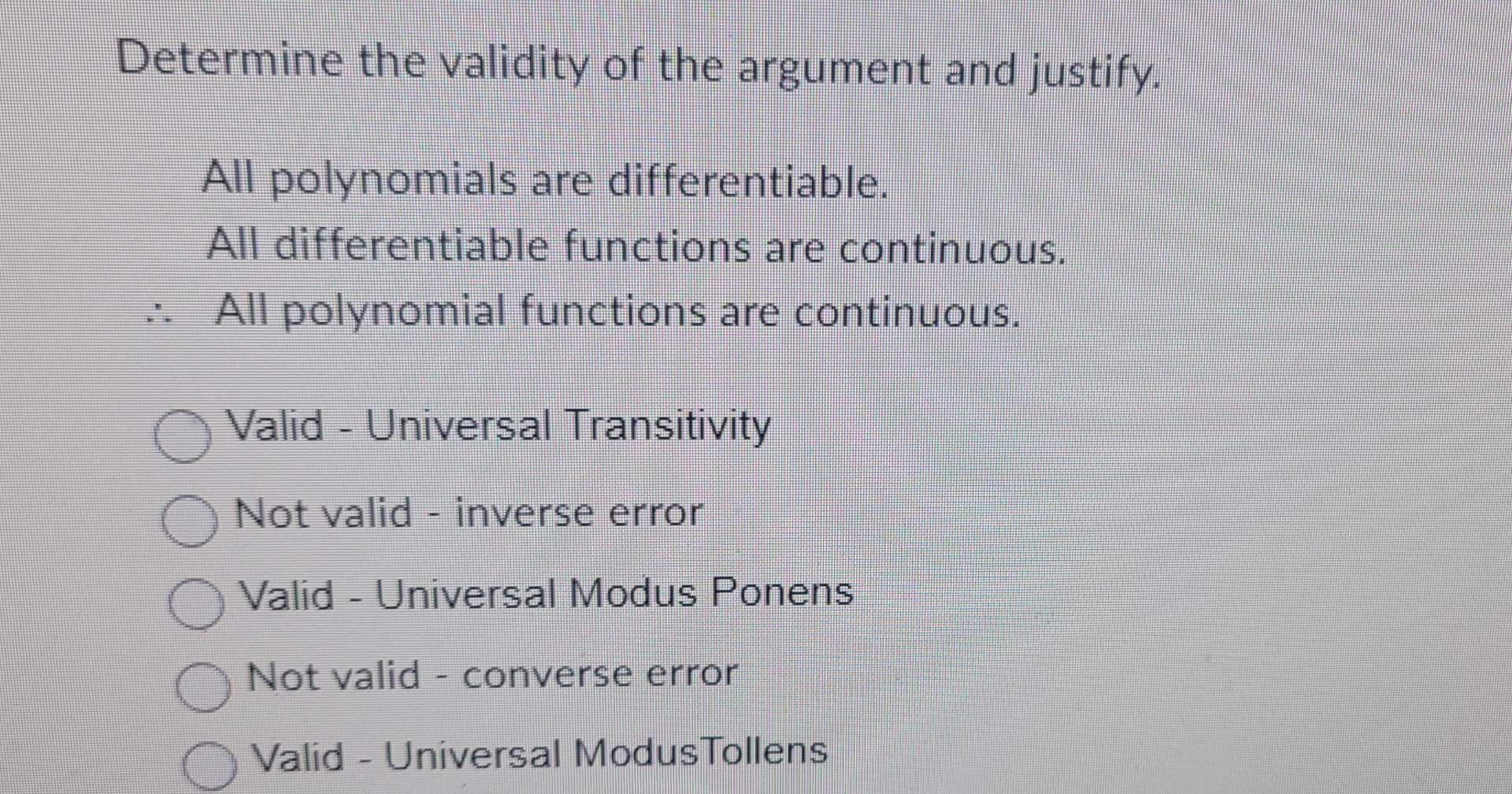 Solved Determine the validity of the argument and | Chegg.com