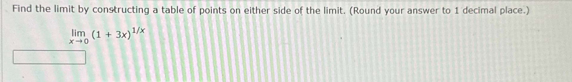 Solved Find the limit by constructing a table of points on | Chegg.com