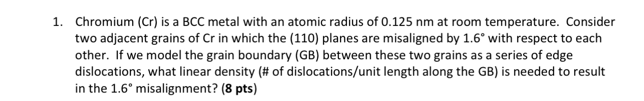 Solved Chromium ( ﻿Cr ) ﻿is a BCC metal with an atomic | Chegg.com
